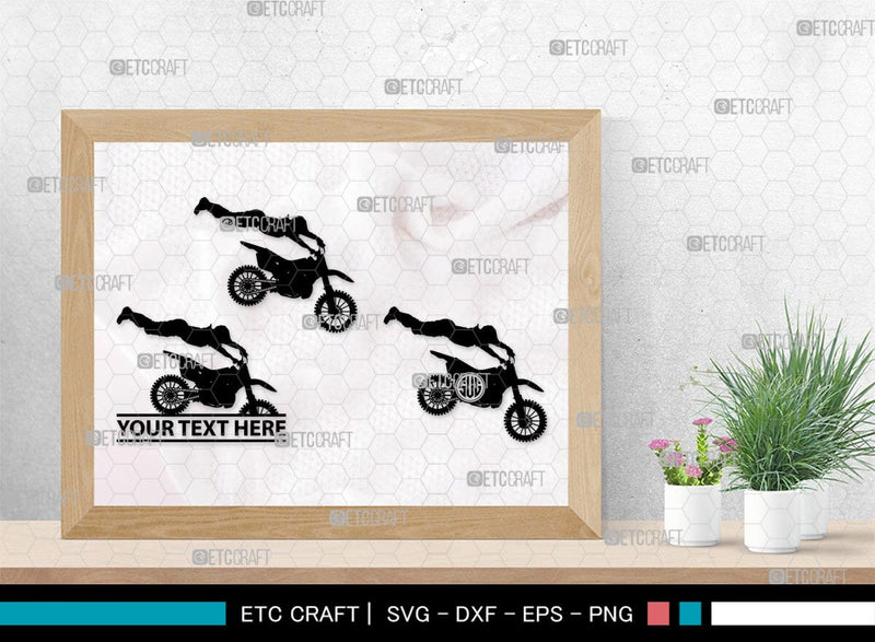 Dirt Bike Monogram, Dirt Bike Silhouette, Dirt Bike SVG, Bike Svg, Mot ...
