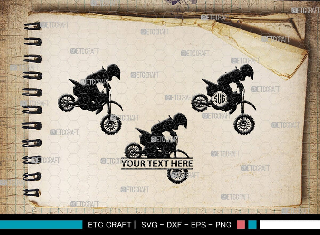 Dirt Bike Monogram, Dirt Bike Silhouette, Dirt Bike SVG, Bike Svg ...
