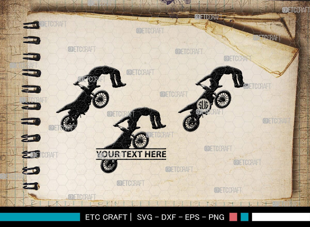Dirt Bike Monogram, Dirt Bike Silhouette, Dirt Bike SVG, Bike Svg ...