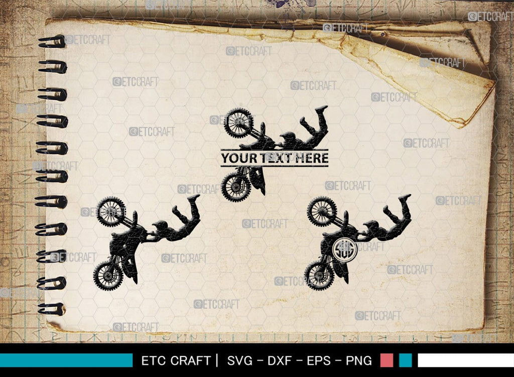 Dirt Bike Monogram, Dirt Bike Silhouette, Dirt Bike SVG, Bike Svg ...
