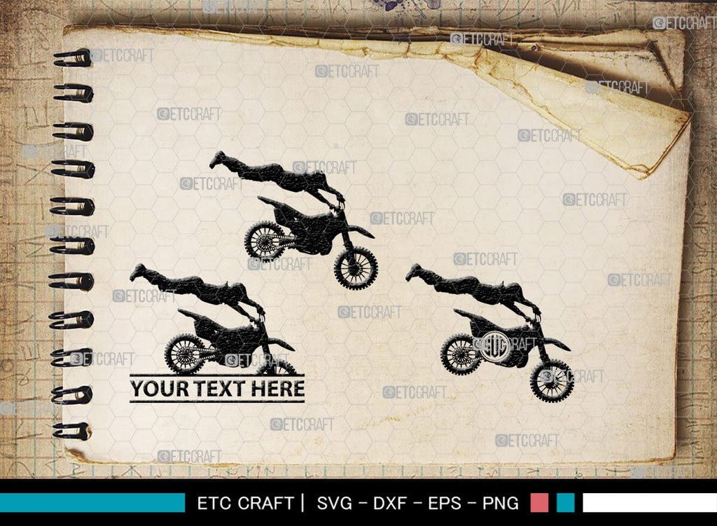 Dirt Bike Monogram, Dirt Bike Silhouette, Dirt Bike SVG, Bike Svg, Mot ...