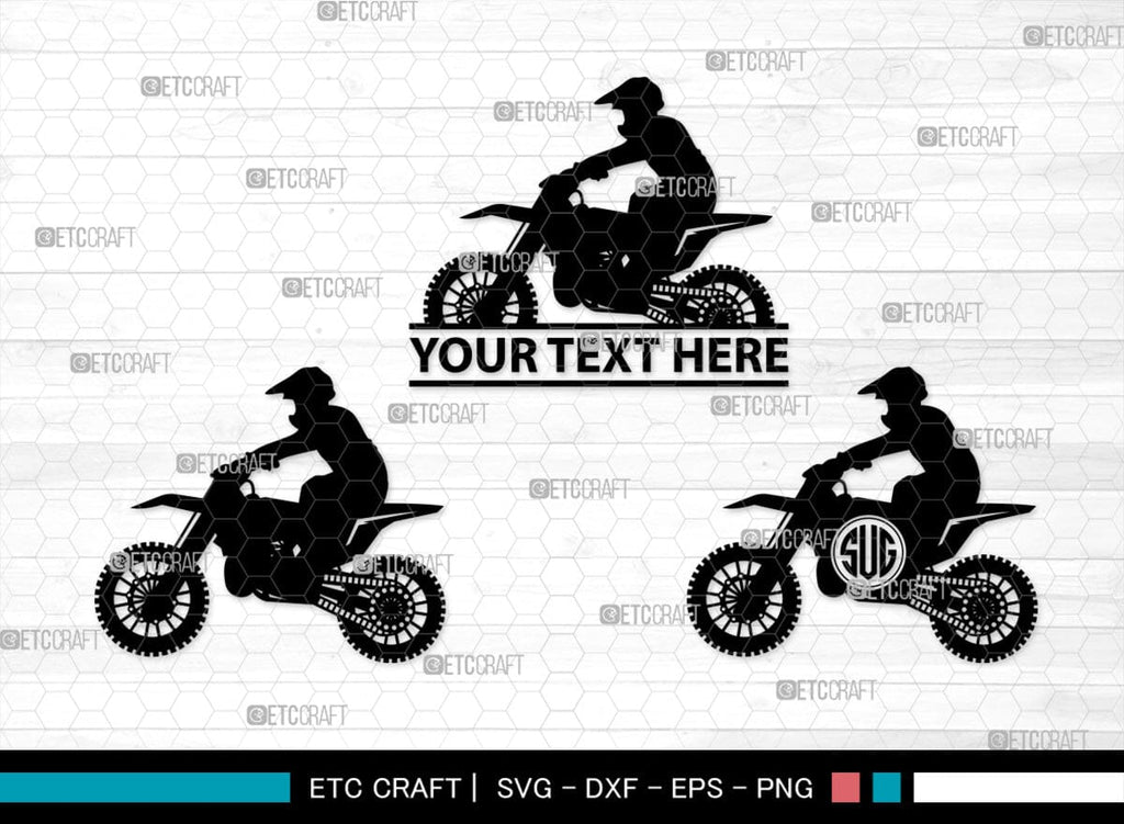 Dirt Bike Monogram, Dirt Bike Silhouette, Dirt Bike SVG, Bike Svg, Mot ...