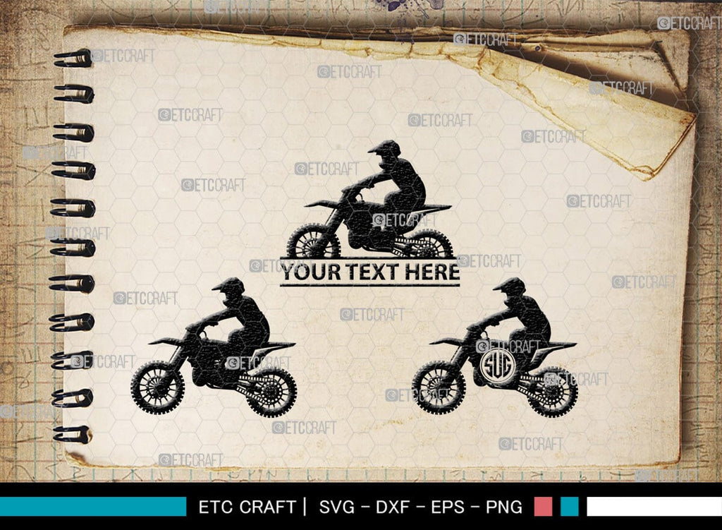 Dirt Bike Monogram, Dirt Bike Silhouette, Dirt Bike SVG, Bike Svg, Mot ...