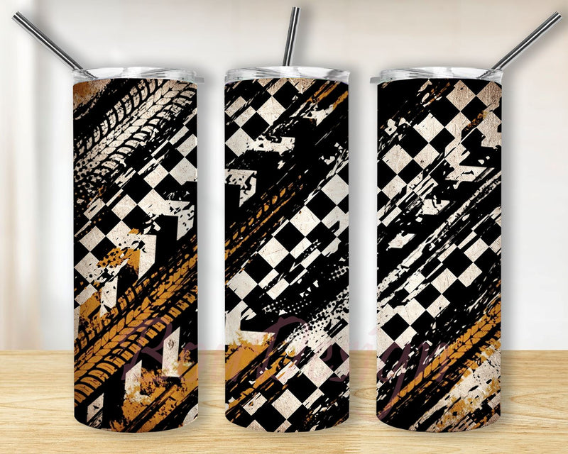 Dirt Grunge Racing Tumbler Wrap, Skinny 20 oz Checker Streaks, Dirt ...