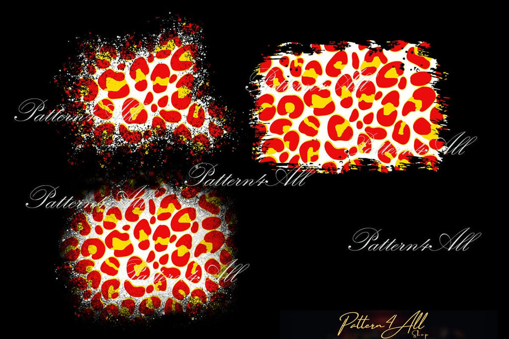 Distress Red and yellow Cheetah Print Background,Leopard print Splatter ...