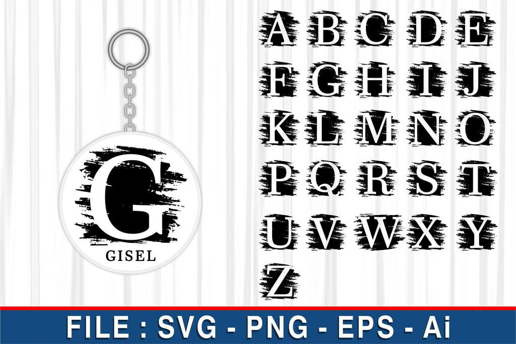 Distressed Alphabet SVG Set A-Z, Grunge Letters SVG, Abstract Font SVG ...