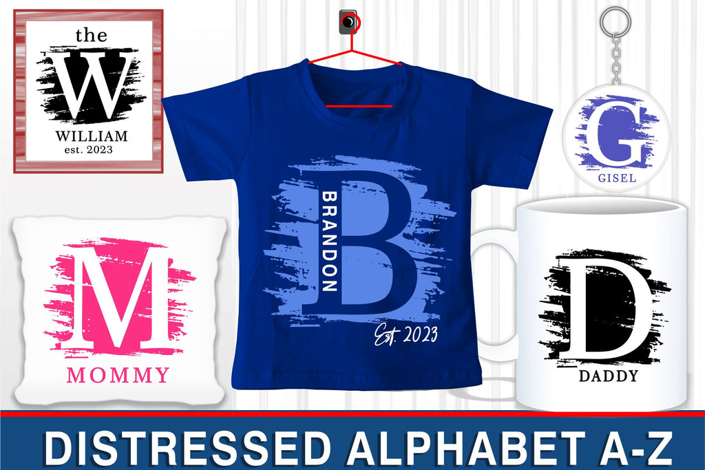 Distressed Alphabet SVG Set A-Z, Grunge Letters SVG, Abstract Font SVG ...