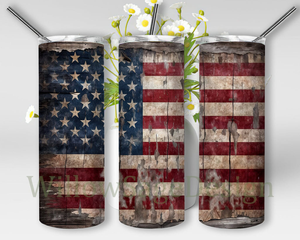 Distressed American Flag 20oz Skinny Tumbler Png Sublimation Design ...