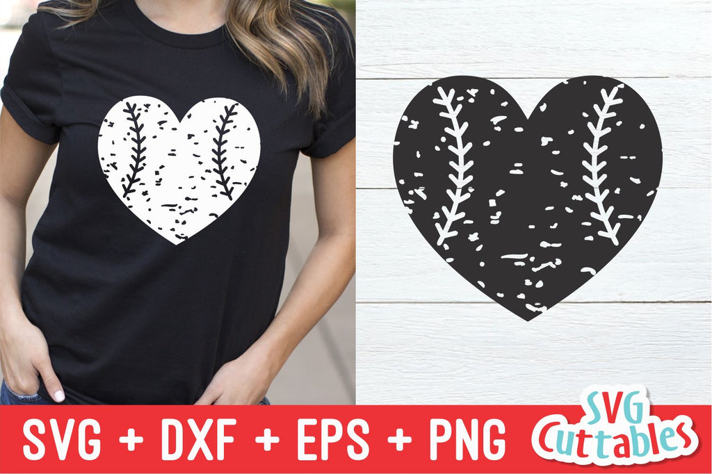 Distressed Baseball Heart Distressed Softball Heart - So Fontsy