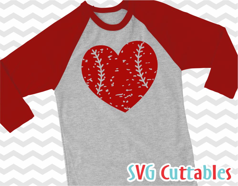 Distressed Baseball Heart Distressed Softball Heart - So Fontsy