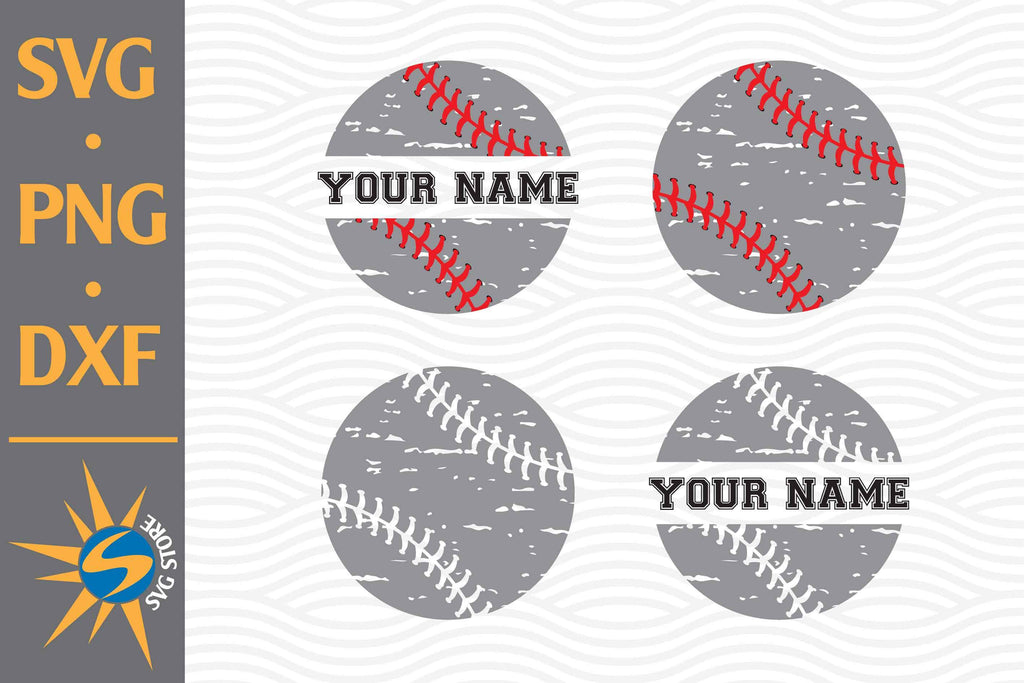 Distressed Softball, Split Distressed Softball SVG, PNG, DXF Digital ...