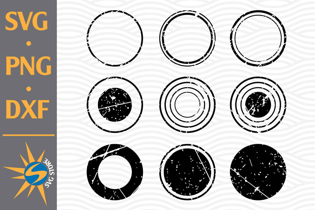 Distressed Circle SVG, PNG, DXF Digital Files Include - So Fontsy