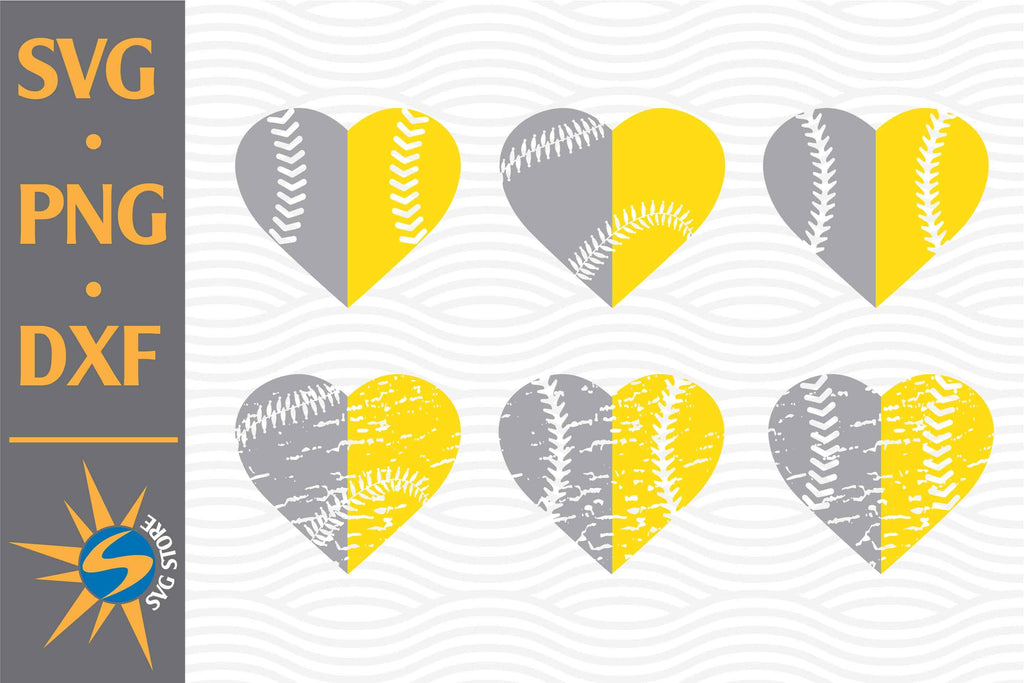 Distressed Heart Baseball Softball SVG, PNG, DXF Digital Files Include ...