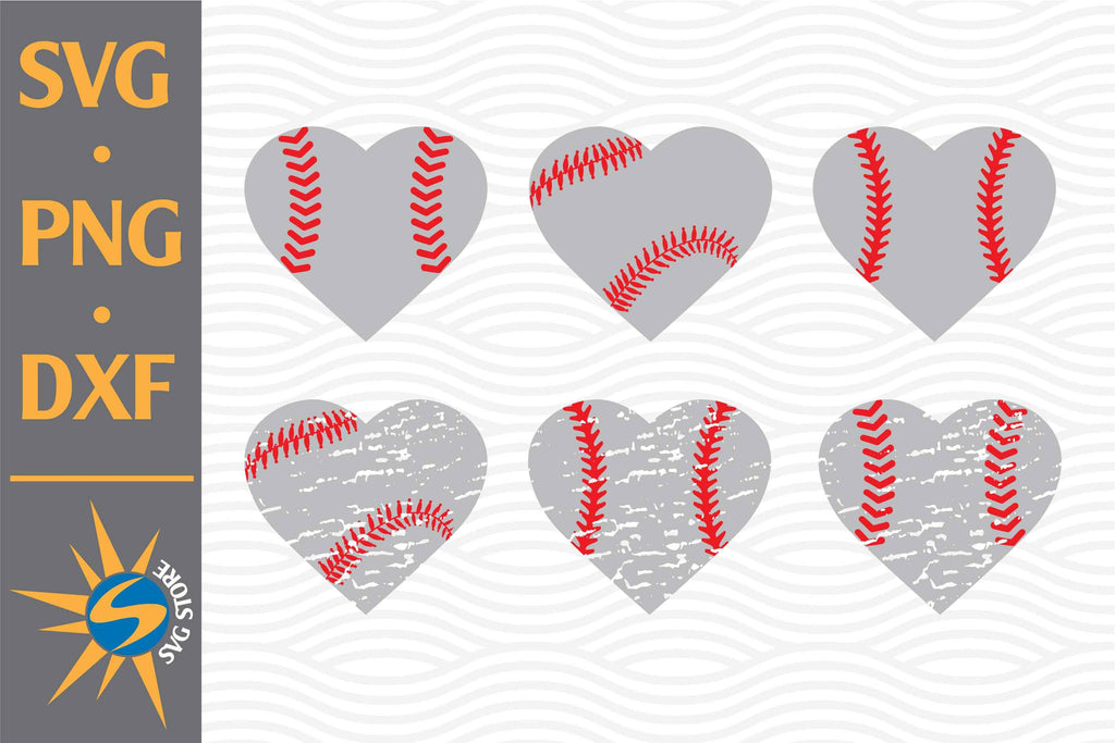 Distressed Heart Baseball SVG, PNG, DXF Digital Files Include - So Fontsy