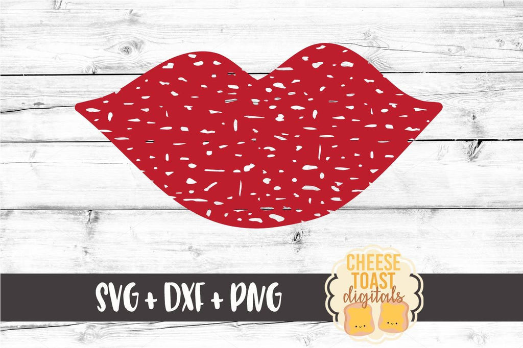 Distressed Lips - Valentine SVG PNG DXF Cutting Files - So Fontsy