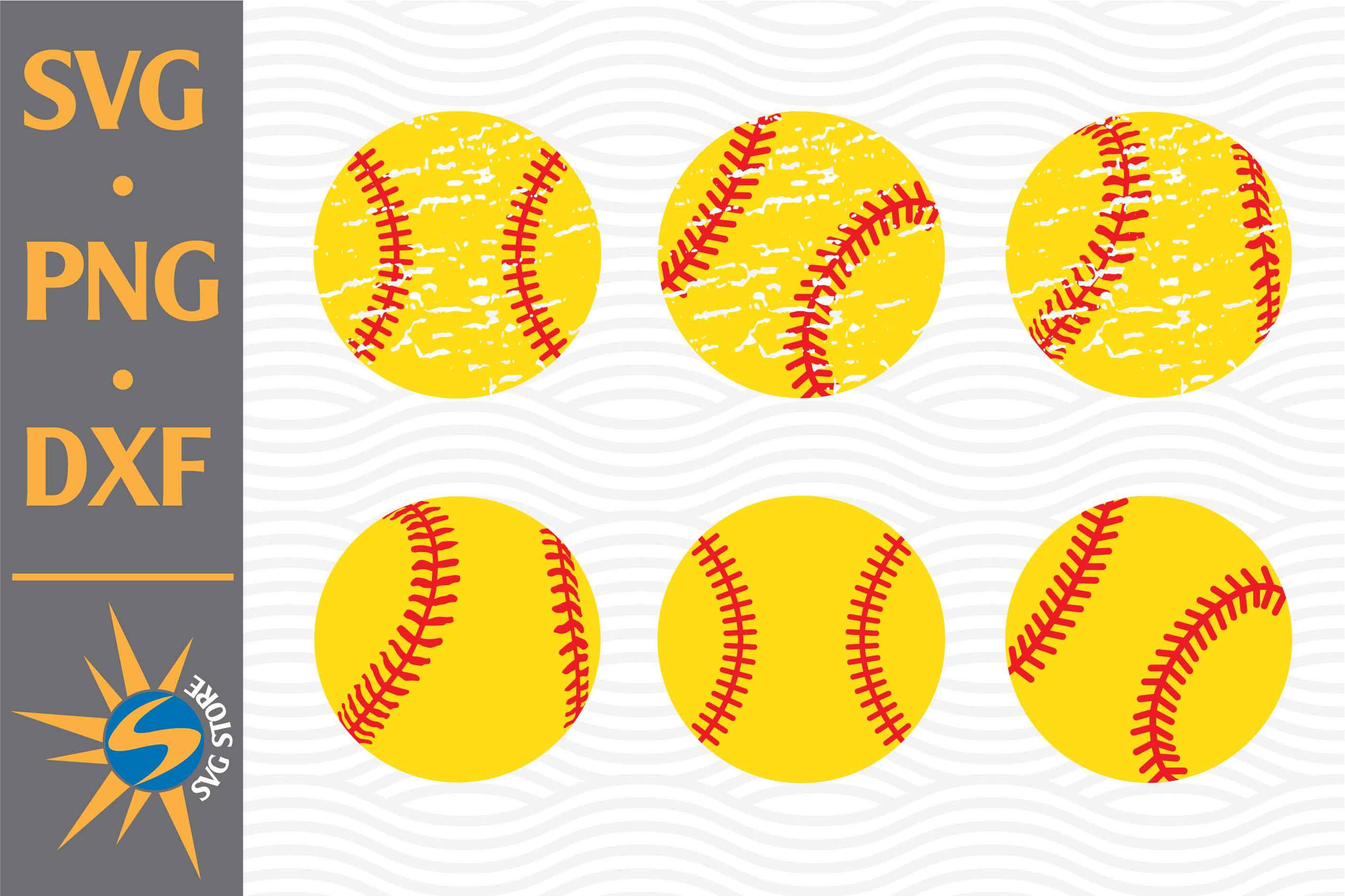 Distressed Softball SVG, PNG, DXF Digital Files Include - So Fontsy