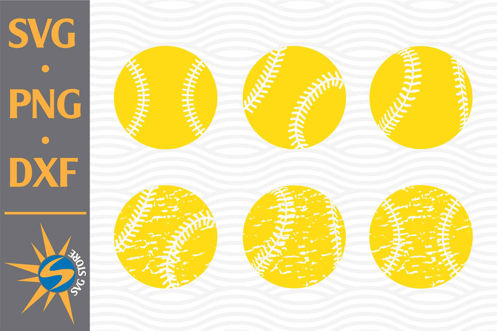 Distressed Softball SVG, PNG, DXF Digital Files Include - So Fontsy