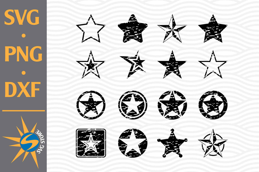 Distressed Star SVG, PNG, DXF Digital Files Include - So Fontsy