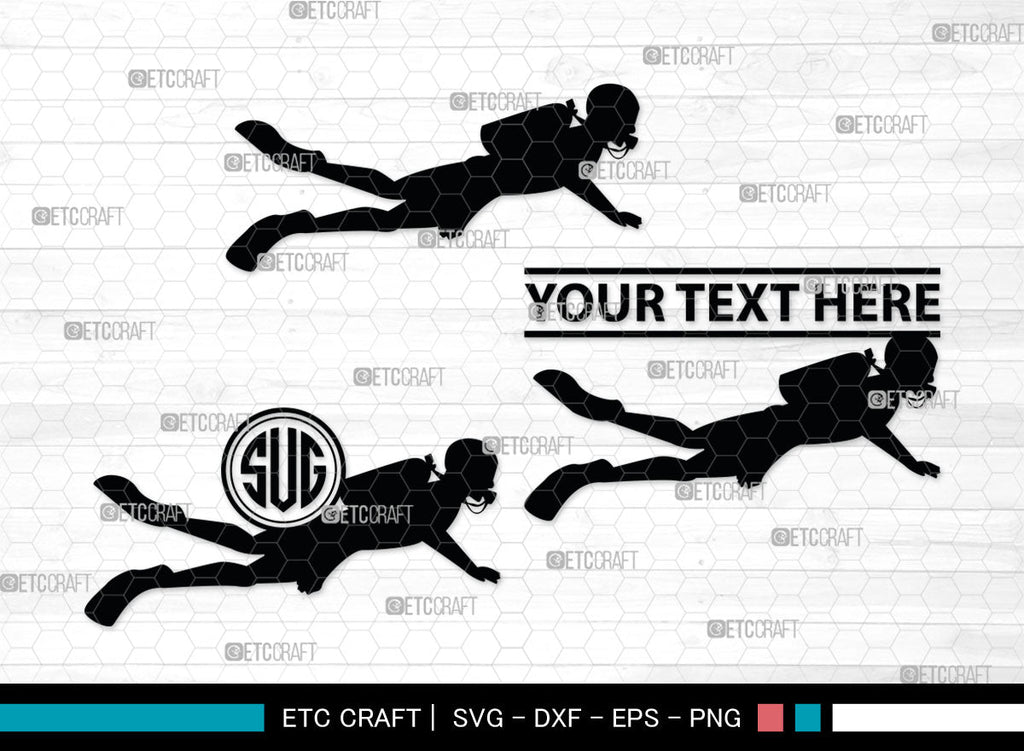 Divers Monogram, Divers Silhouette, Divers SVG, Scuba Diving Svg, Scuba ...