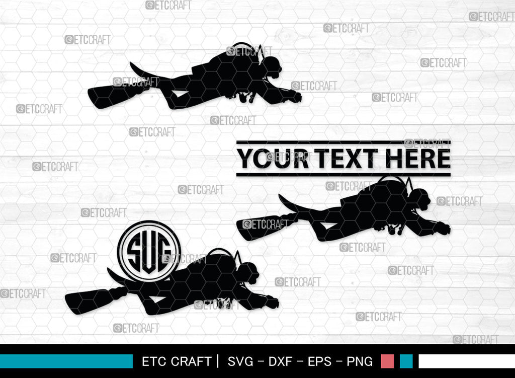 Divers Monogram, Divers Silhouette, Divers SVG, Scuba Diving Svg, Scuba ...