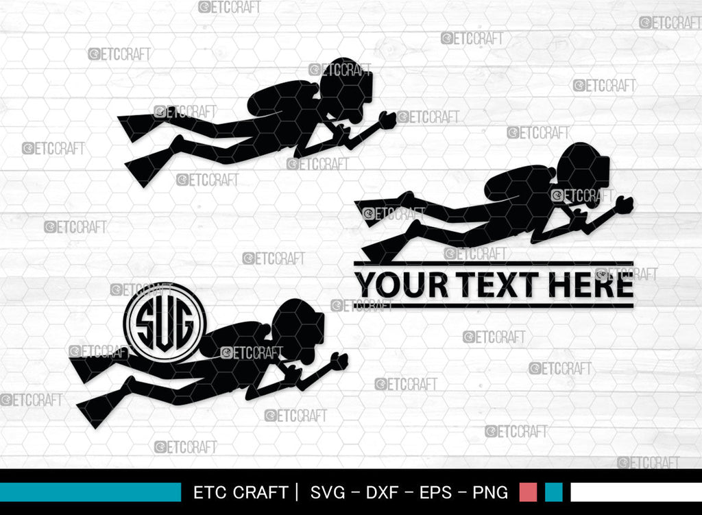 Divers Monogram, Divers Silhouette, Divers SVG, Scuba Diving Svg, Scuba ...