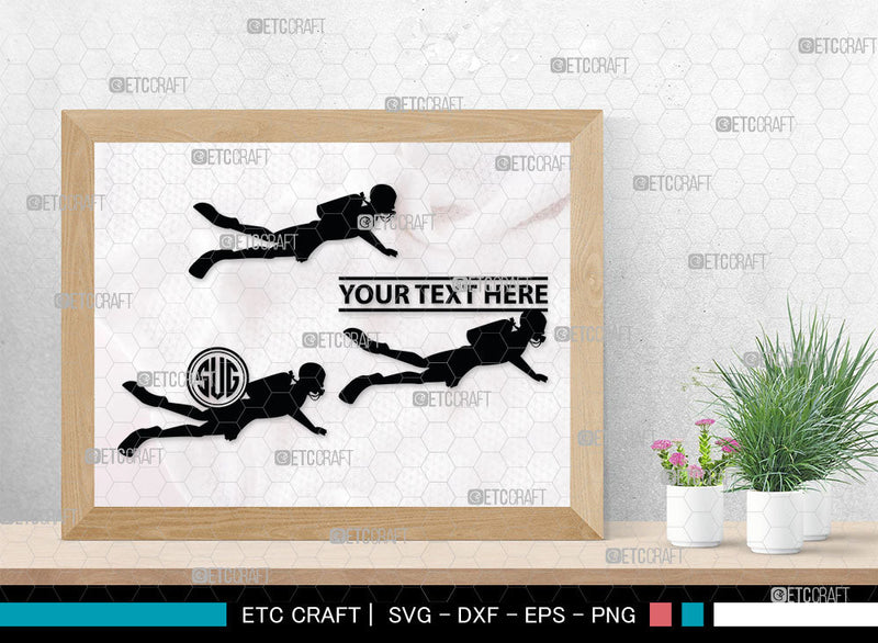 Divers Monogram, Divers Silhouette, Divers SVG, Scuba Diving Svg, Scuba ...