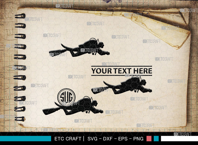Divers Monogram, Divers Silhouette, Divers SVG, Scuba Diving Svg, Scuba ...
