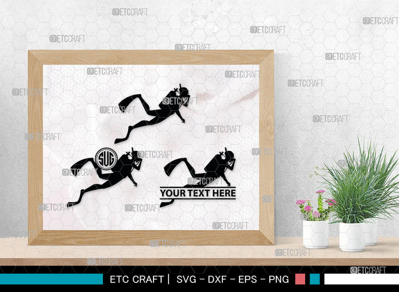 Divers Monogram, Divers Silhouette, Divers SVG, Scuba Diving Svg, Scuba ...