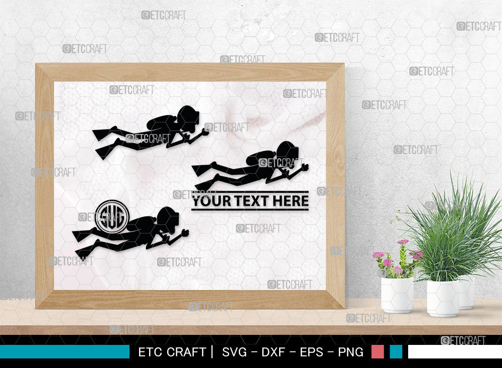 Divers Monogram, Divers Silhouette, Divers SVG, Scuba Diving Svg, Scuba ...