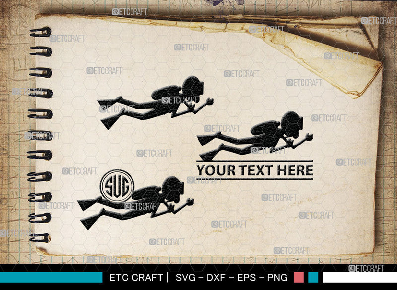 Divers Monogram, Divers Silhouette, Divers SVG, Scuba Diving Svg, Scuba ...