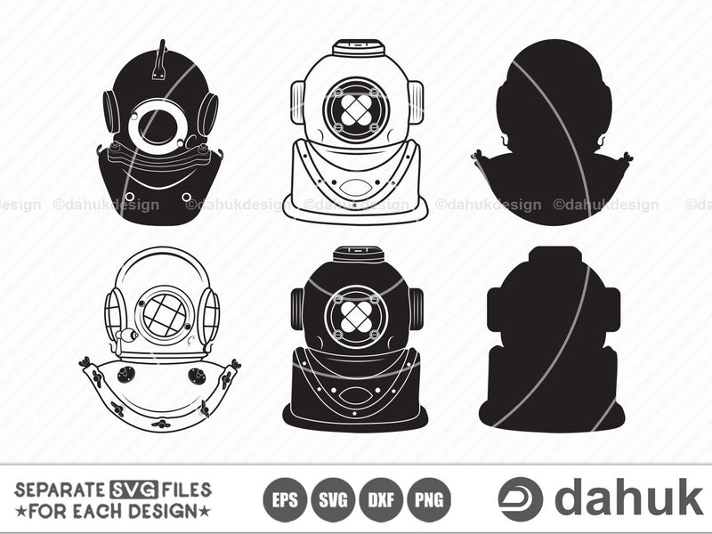 Diving Helmet svg, Diving helmet Silhouette, Diving Helmet Clipart, Cut ...