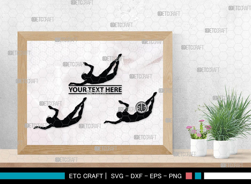Diving Monogram, Diving Silhouette, Scuba Diving Svg, Diver Svg, Sports ...
