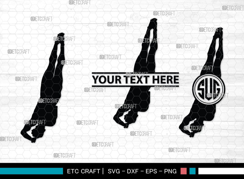 Diving Monogram, Diving Silhouette, Scuba Diving Svg, Diver Svg, Sports ...