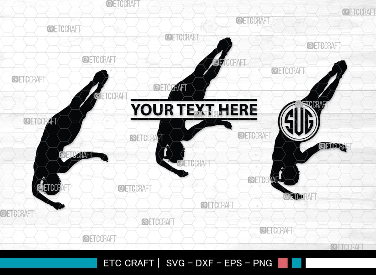 Diving Monogram, Diving Silhouette, Scuba Diving Svg, Diver Svg, Sports ...