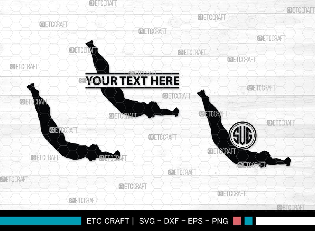 Diving Monogram, Diving Silhouette, Scuba Diving Svg, Diver Svg, Sports ...