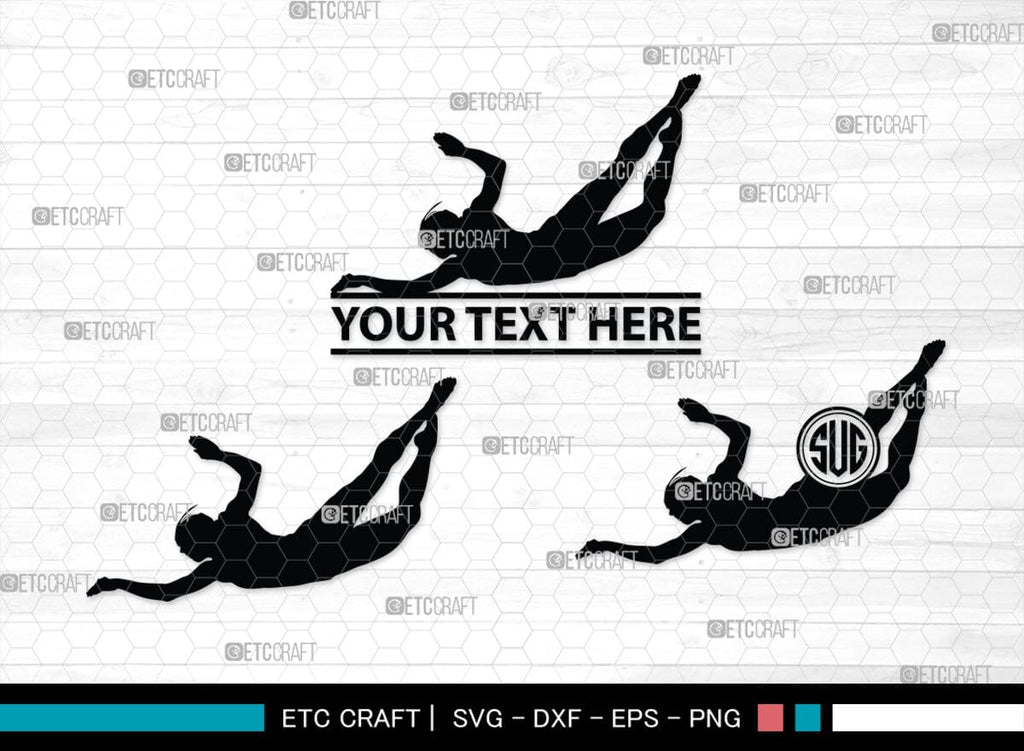 Diving Monogram, Diving Silhouette, Scuba Diving Svg, Diver Svg, Sports ...