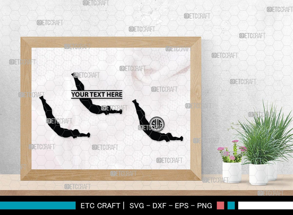 Diving Monogram, Diving Silhouette, Scuba Diving Svg, Diver Svg, Sports ...