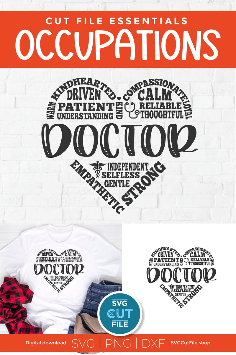 Doctor svg, a physician svg subway art heart for Cricut crafts - So Fontsy