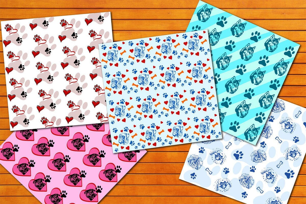 Dog Background Digital Papers Puppy Paw JPG - So Fontsy