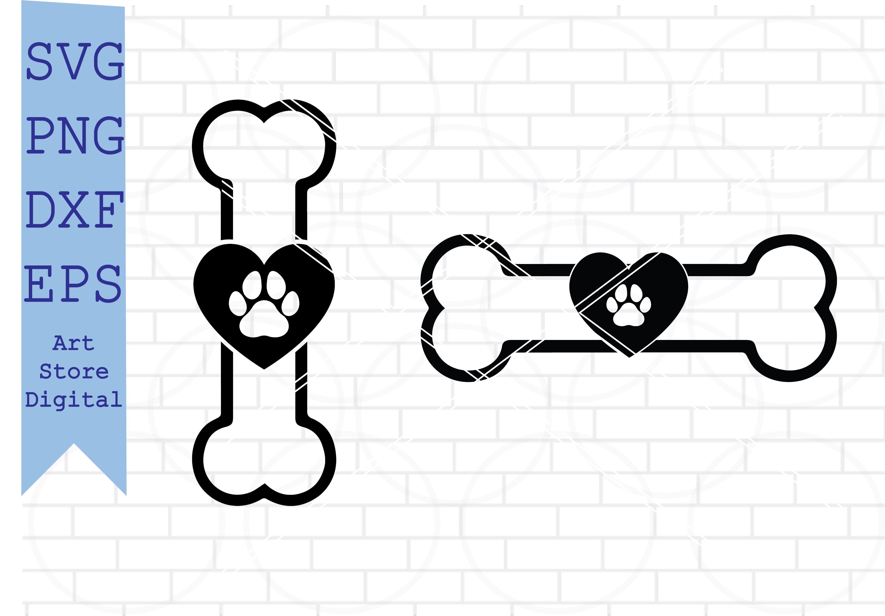 Dog Bone SVG, Paw Print SVG, I Love Dog - So Fontsy