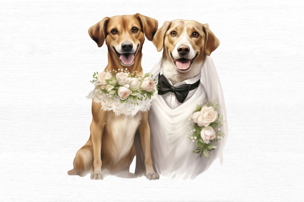 Dog Bride and Dog Groom Clipart - So Fontsy