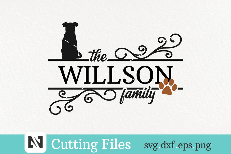 Dog Inspired Family Sign Svg - Family Svg, Family Monogram - So Fontsy