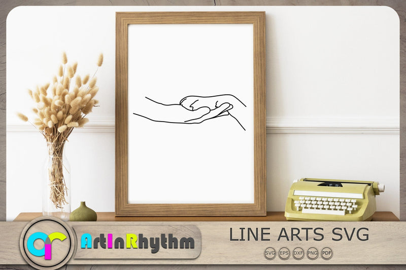 Dog Line Art Svg, Dog Paw and Human Hand Svg, Animal Line Art Svg - So ...