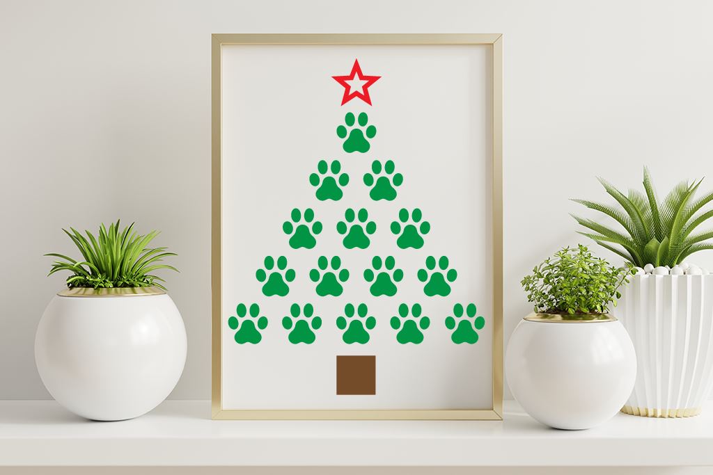 Dog paw christmas tree svg cut file - So Fontsy