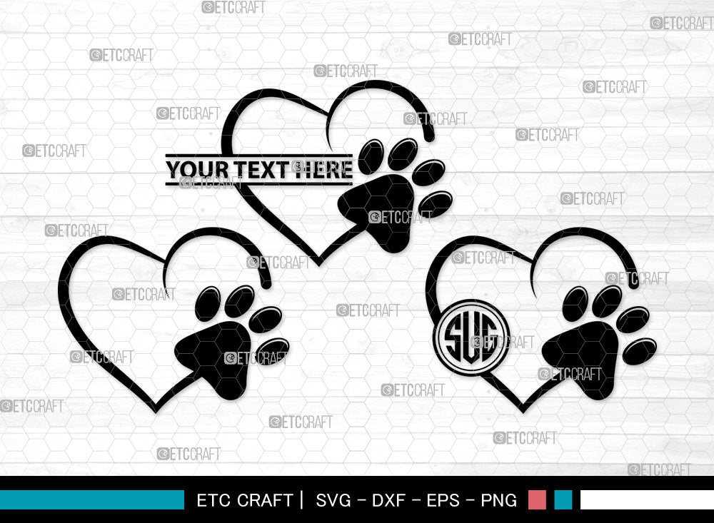 Dog Paw Monogram SVG | Pawprint Svg | Pet Paw Print Svg | Dog Love Svg ...
