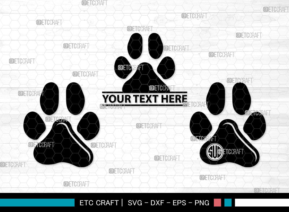 Dog Paw Monogram SVG | Pawprint Svg | Pet Paw Print Svg | Dog Love Svg ...