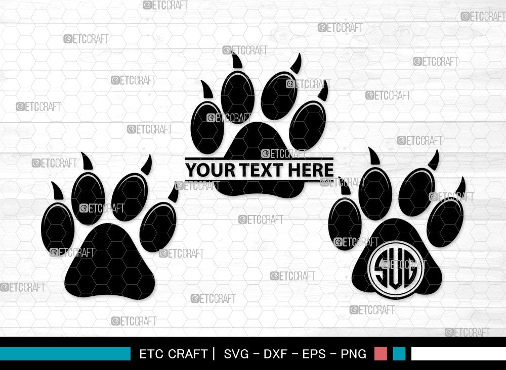 Dog Paw Monogram SVG | Pawprint Svg | Pet Paw Print Svg | Dog Love Svg ...