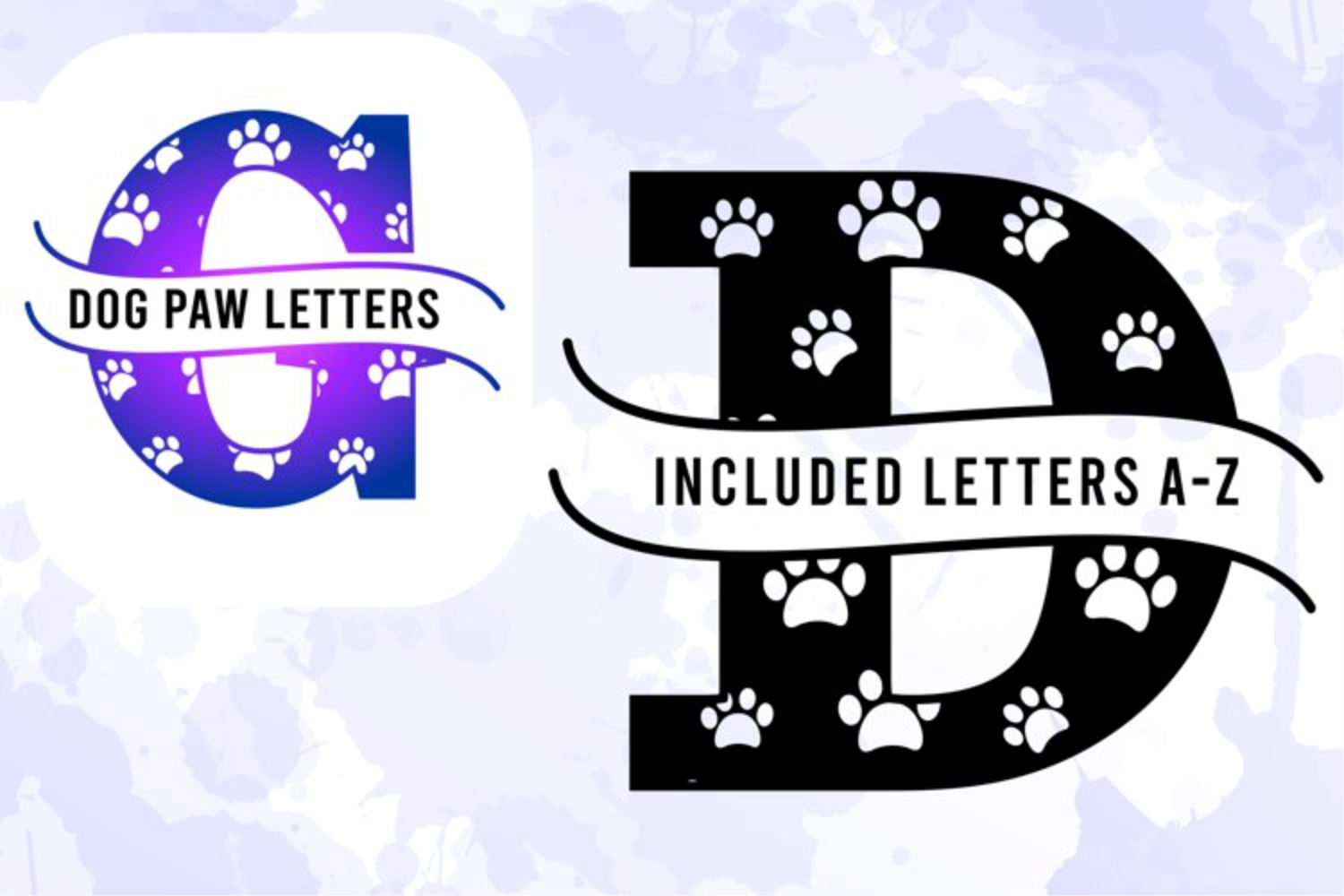 Dog Paw Split Monogram Letters SVG Set A-Z, Split Alphabet SVG, Split ...
