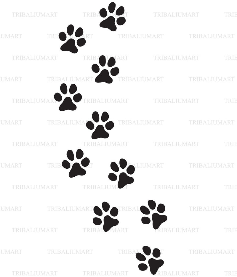 Dog paw tracks. Cut files for Cricut. Clip Art silhouettes (eps, svg ...