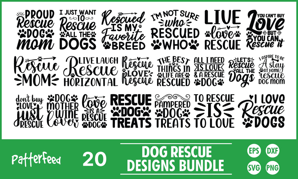 Dog Rescue SVG Designs Bundle - So Fontsy